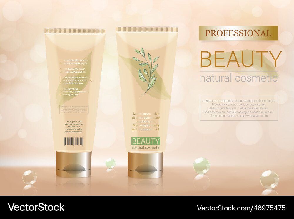 Cosmetic design template cream tube with text Vector Image