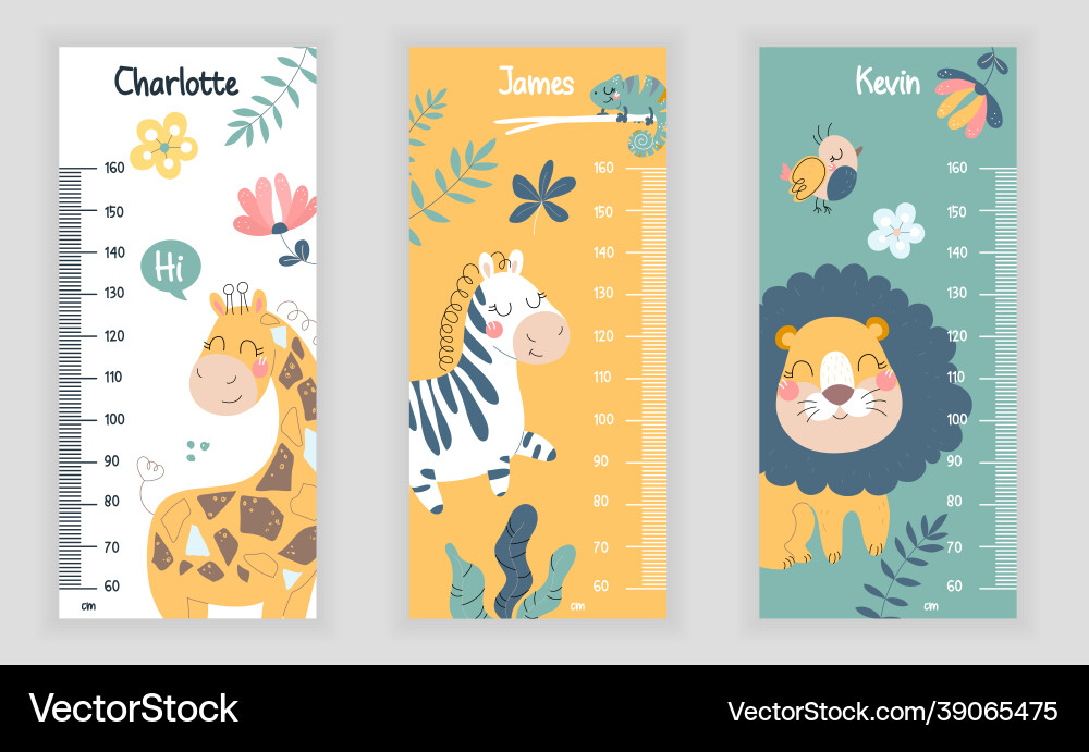 Cute Height Charts for Kids Royalty Free Vector Image