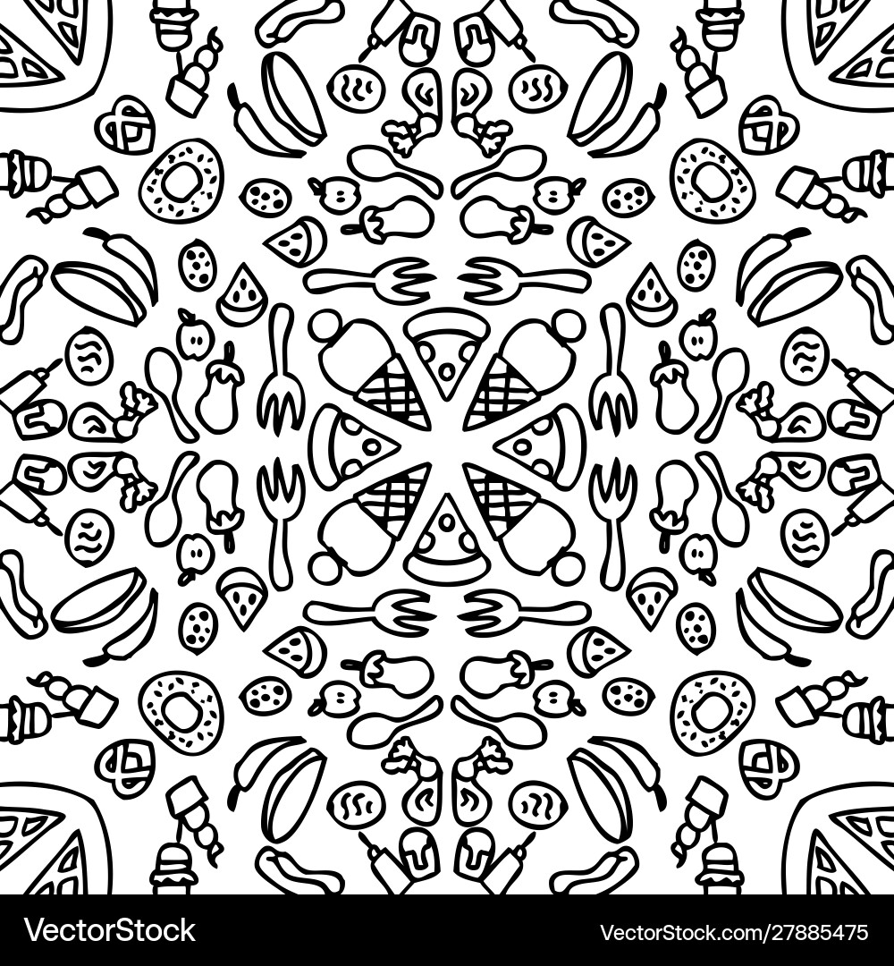 Doodle food is designed very symmetrical Vector Image