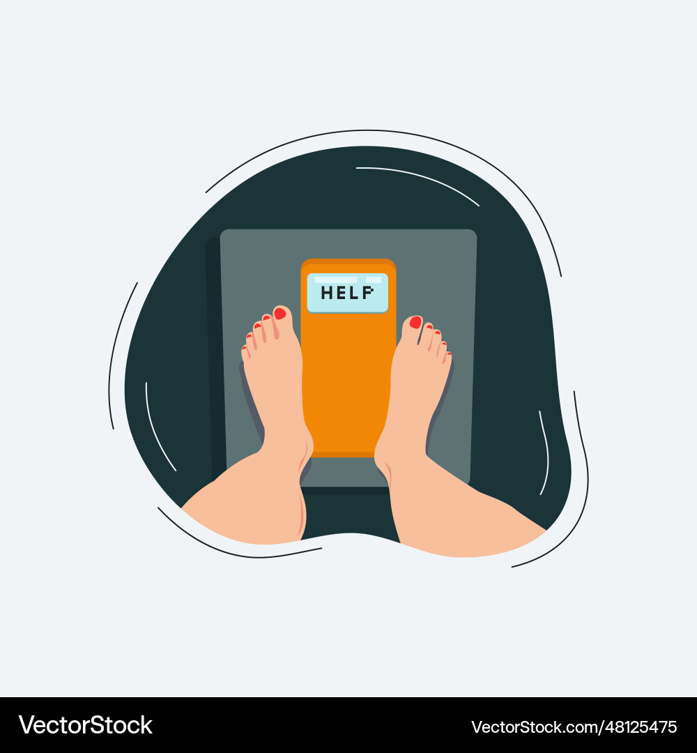 Feet and weight scales with help information Vector Image