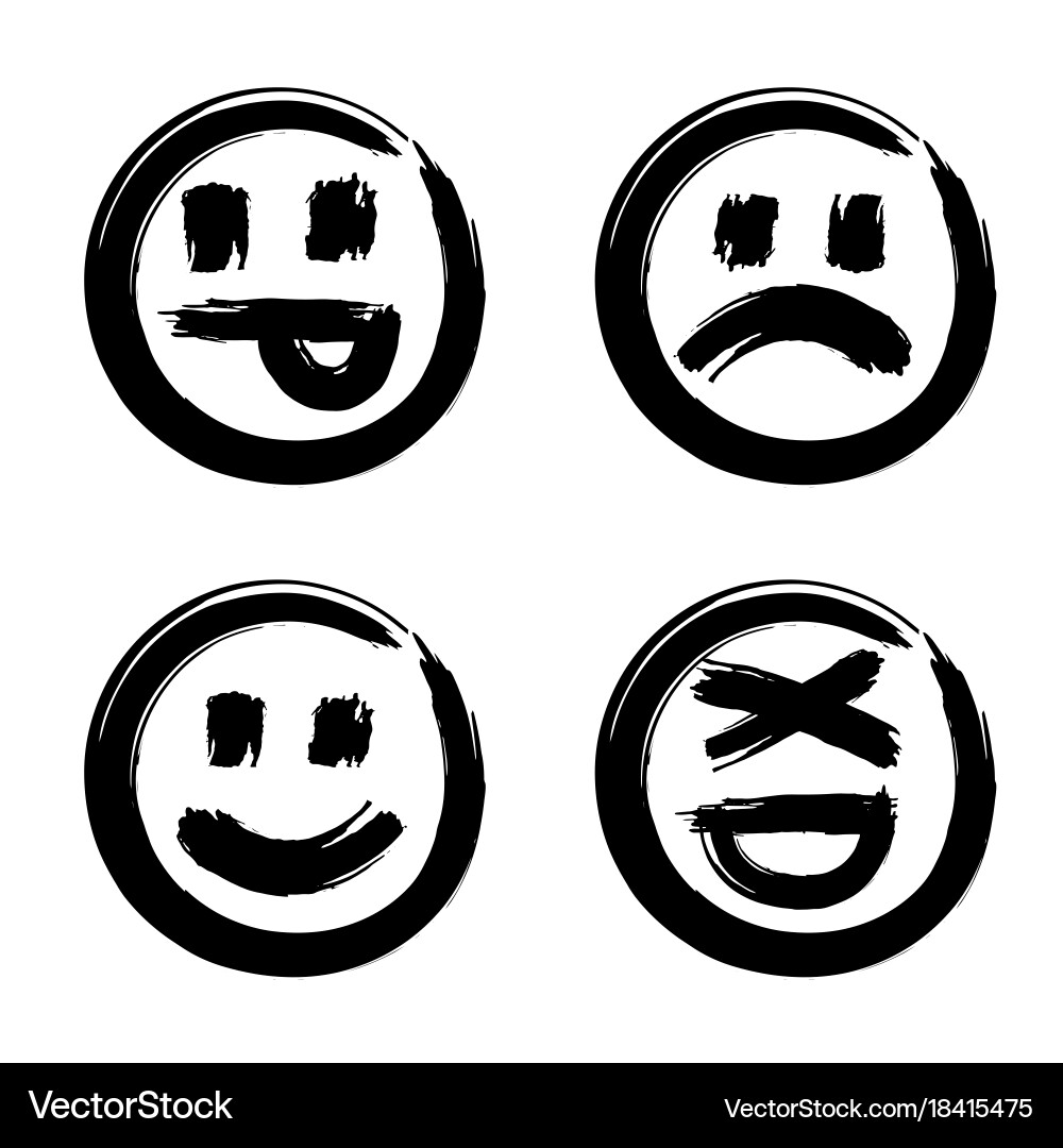 Hand drawn set of emoji Royalty Free Vector Image