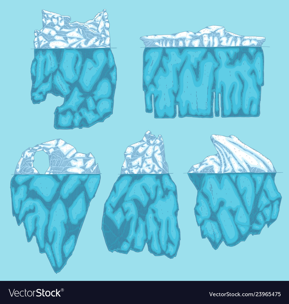 Iceberg polar ice mountain glacier icon Royalty Free Vector