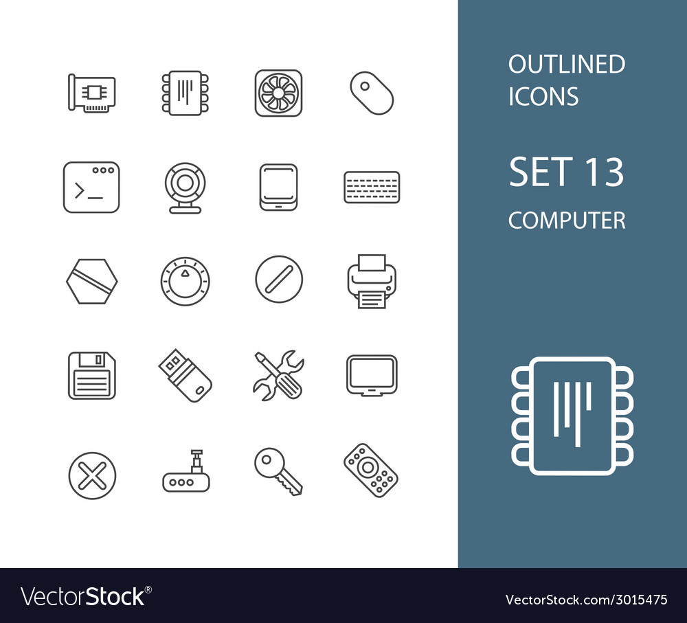 Outline icons thin flat design modern line stroke Vector Image