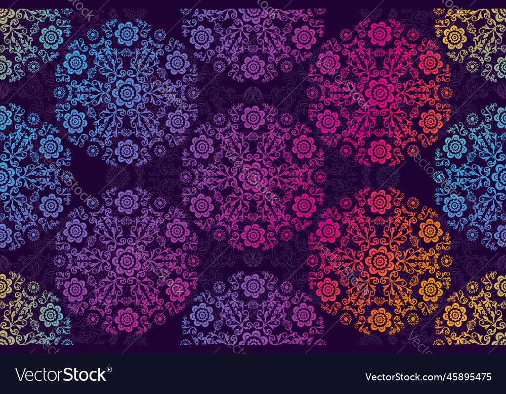 Seamless dark violet pattern with colorful Vector Image