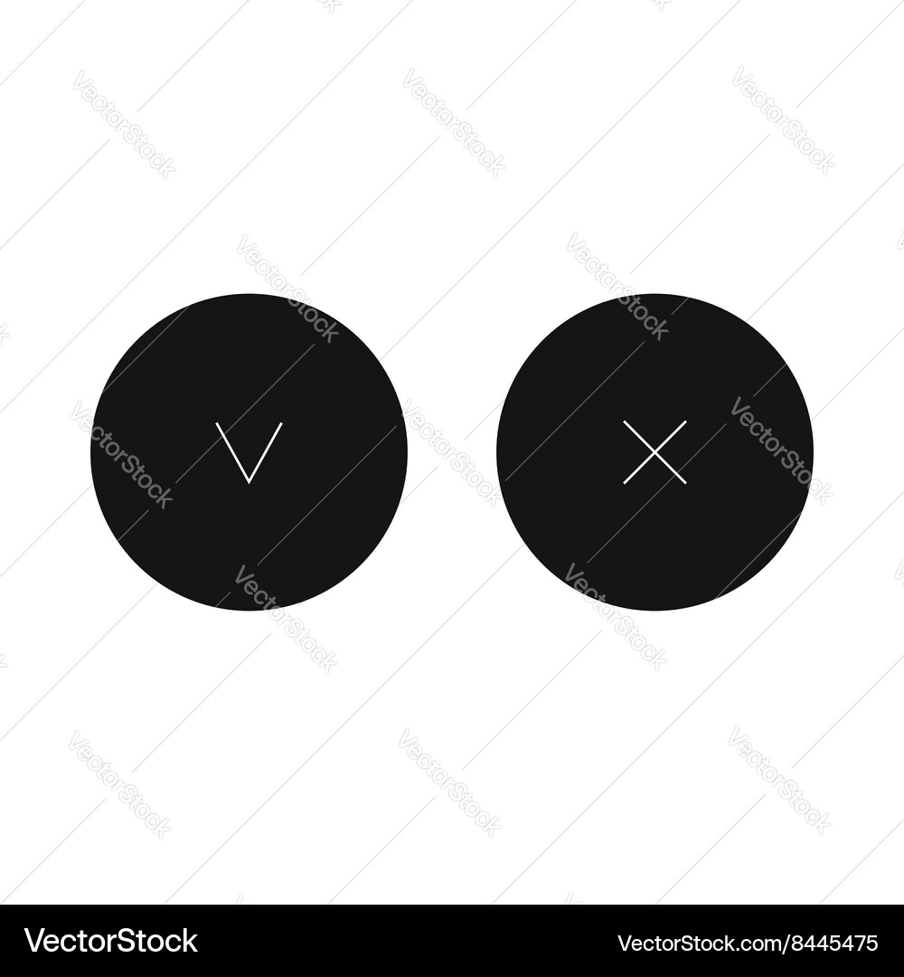 Tick and cross icon in simple style Royalty Free Vector