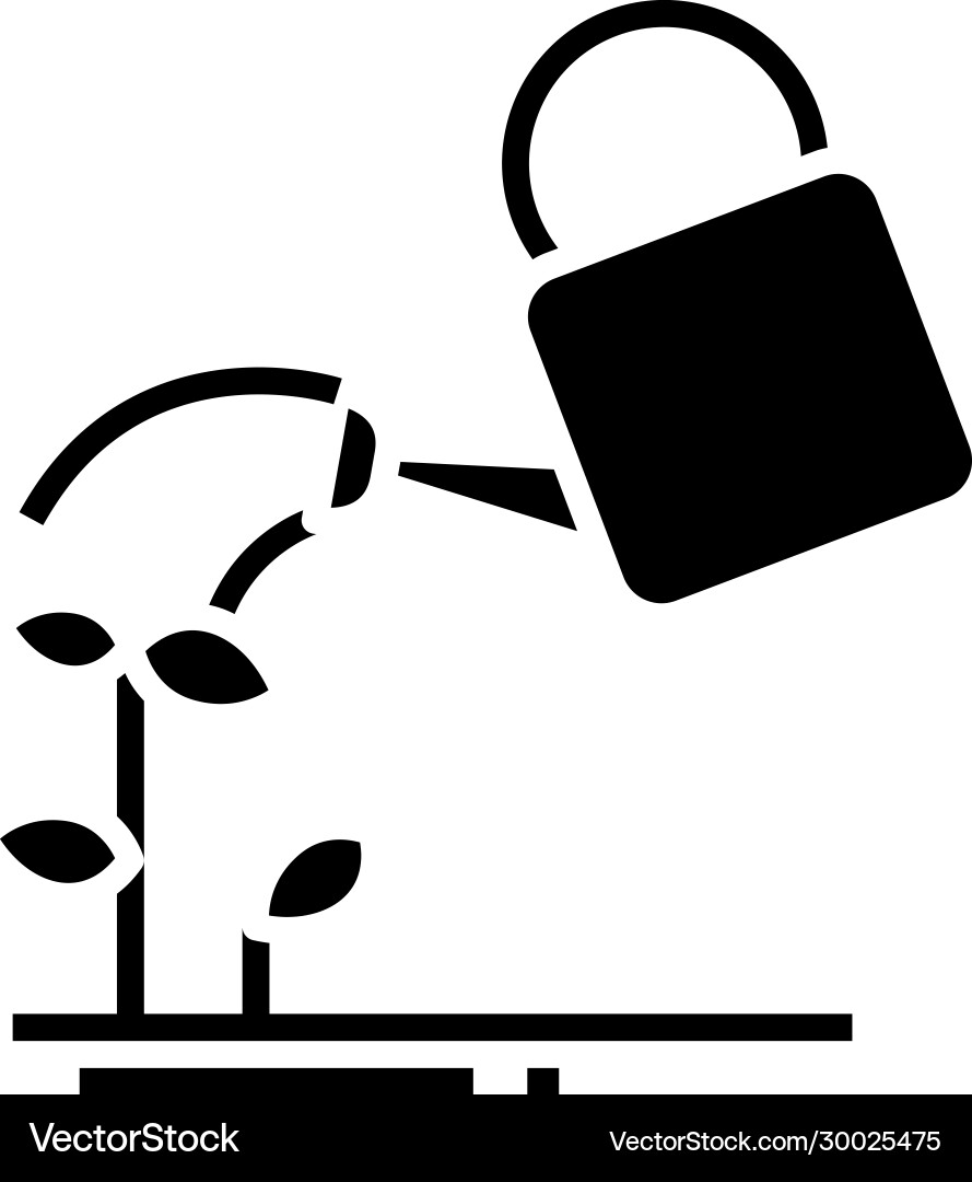 Watering flowers black icon concept Royalty Free Vector