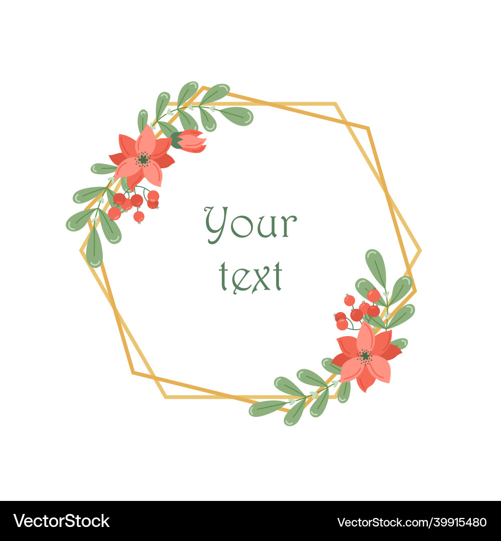 Botanical round frame with plants and flowers Vector Image