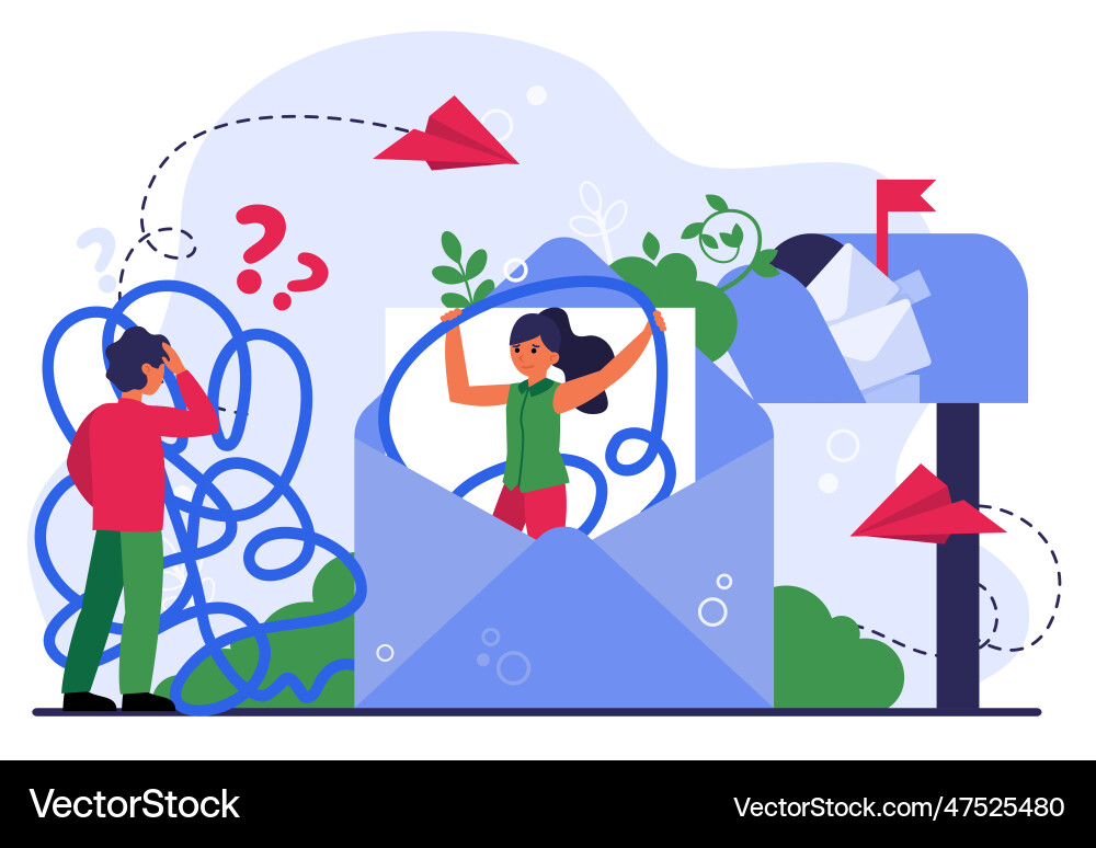 Confused upset couple communicating with email Vector Image