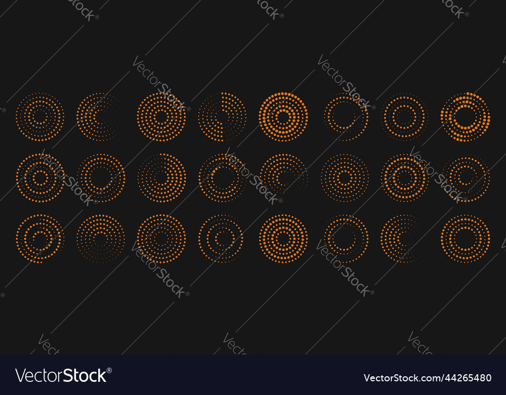 Dot circle pattern orange round halftone Vector Image