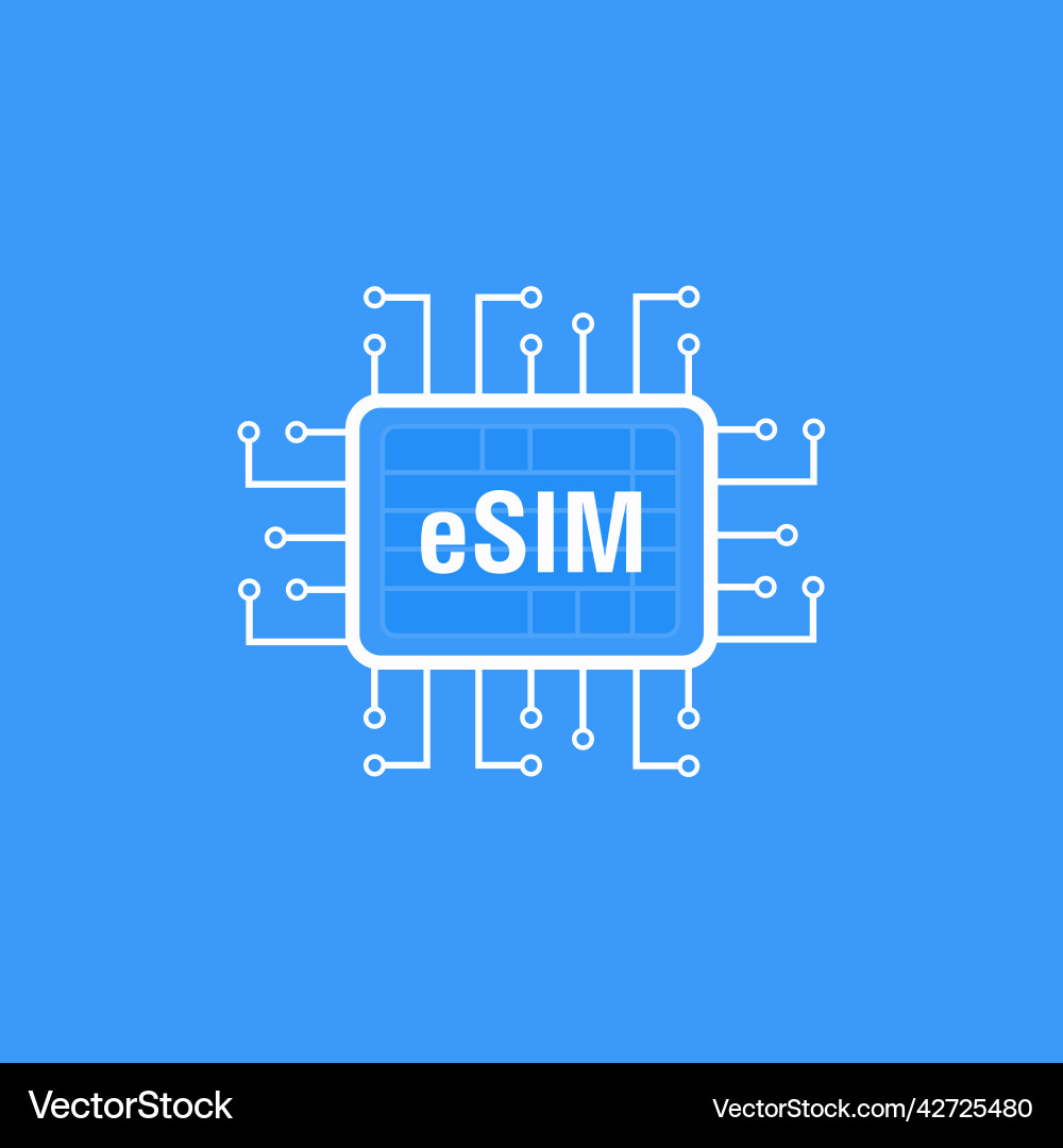 Esim card chip sign embedded sim concept new Vector Image