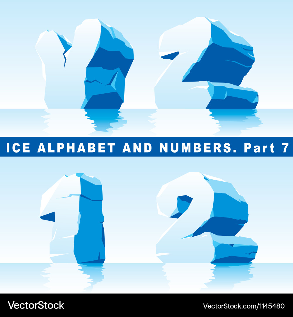 Ice alphabet part 7 and numbers part 1 Royalty Free Vector