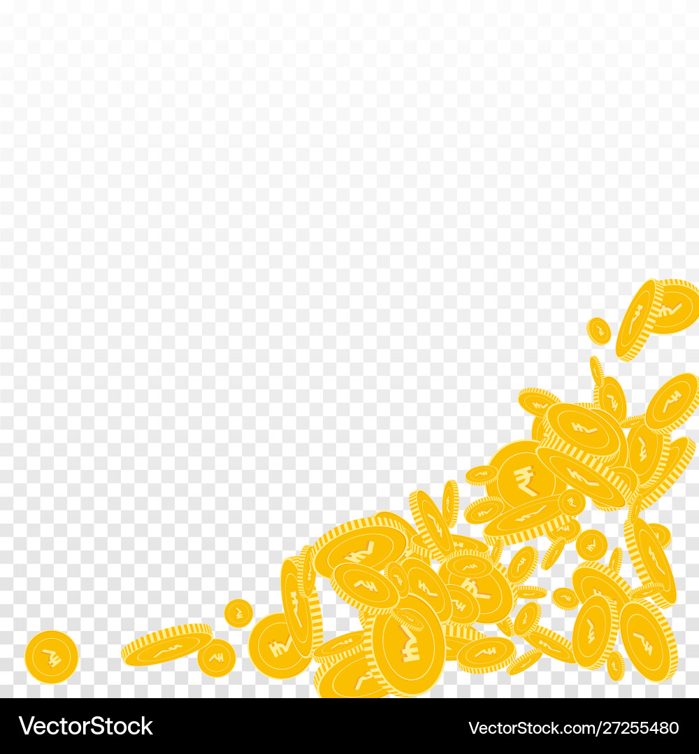 Indian rupee coins falling scattered floating inr Vector Image