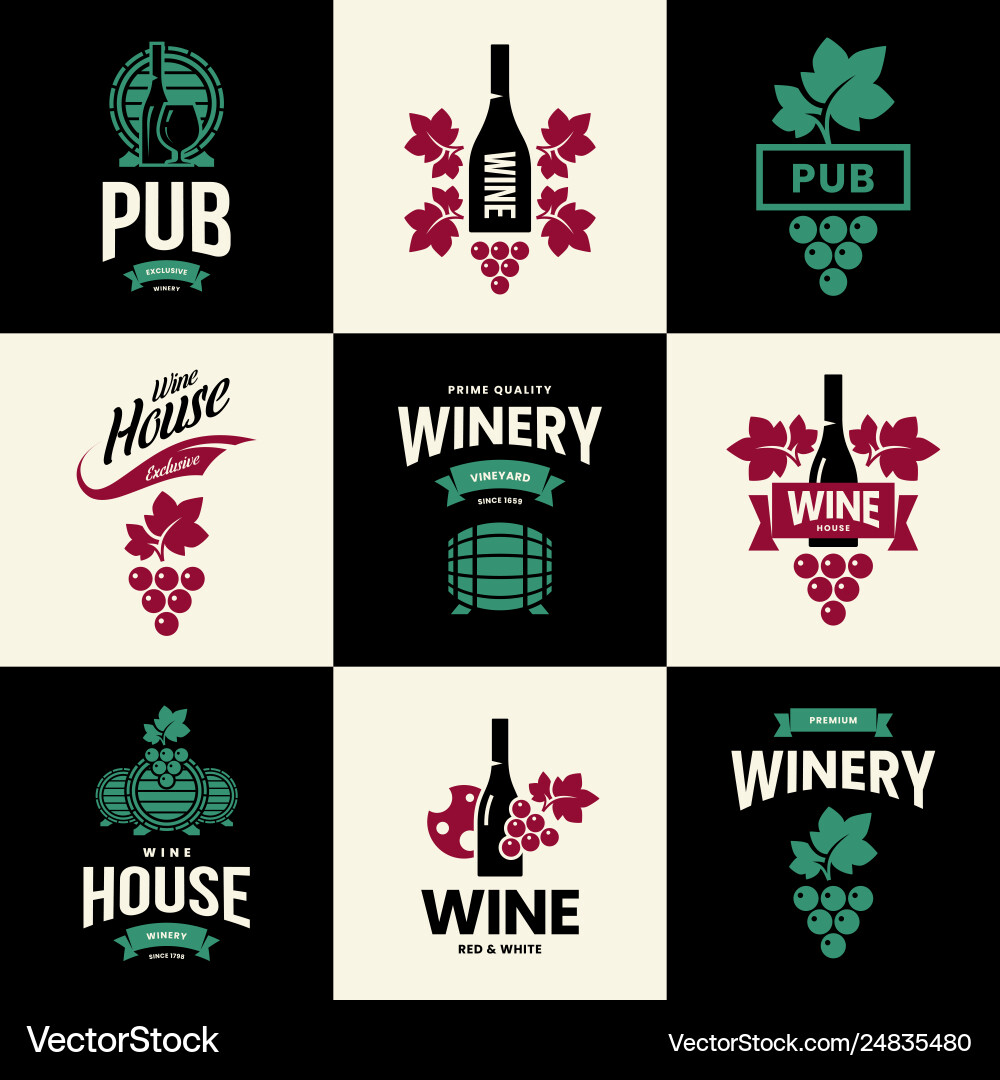 Modern wine isolated logo collection for tavern Vector Image