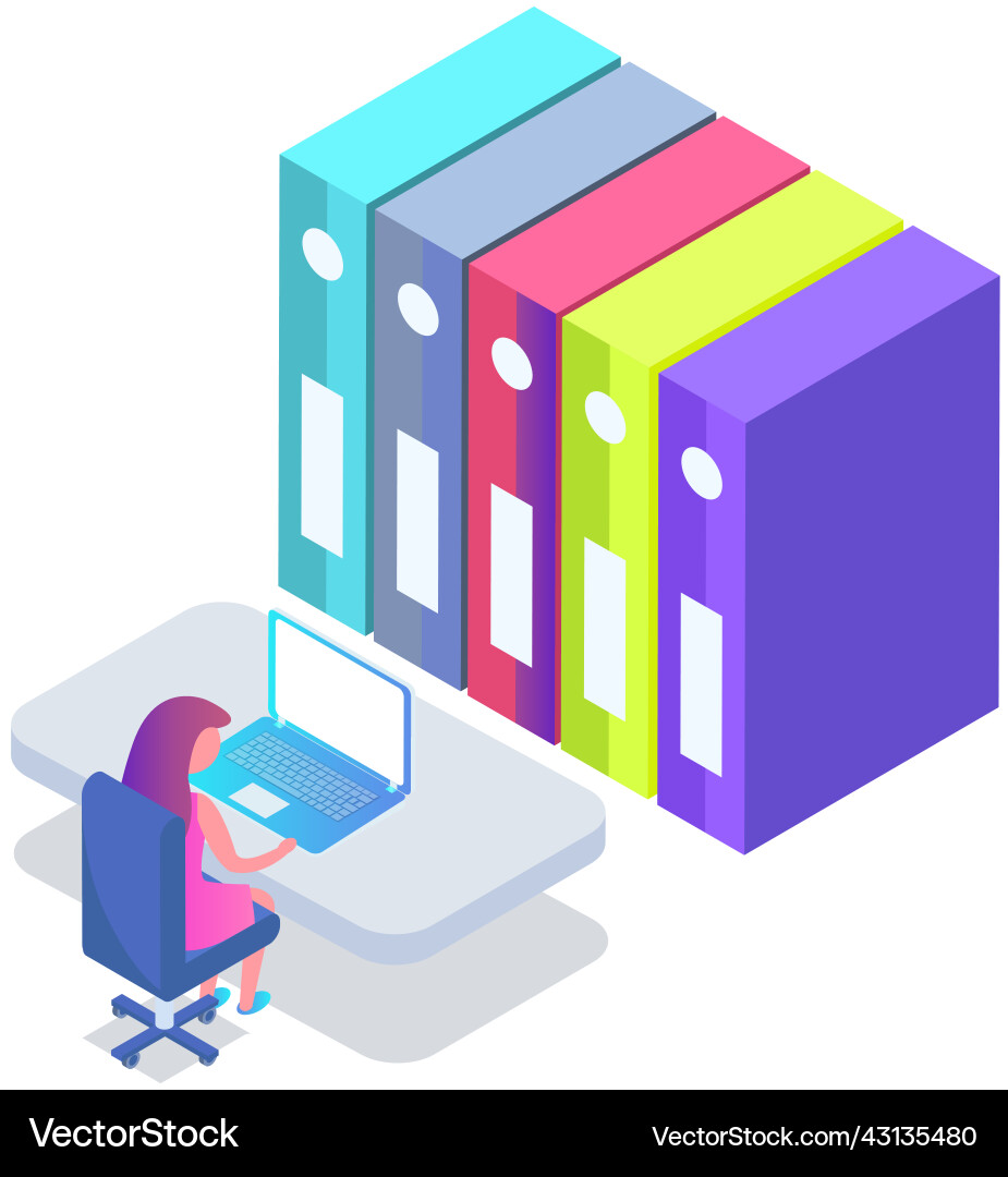 Secretary or administrator surfing web sites Vector Image