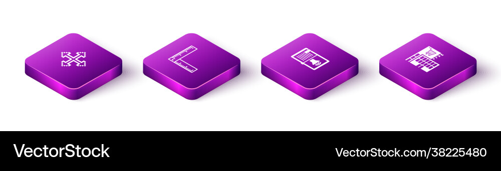 Set isometric pixel arrows in four directions Vector Image