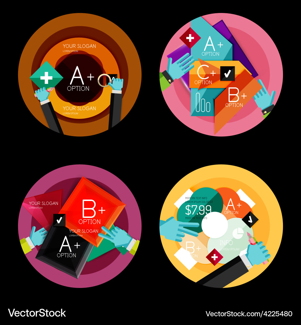 Set of flat design circle option infographics Vector Image