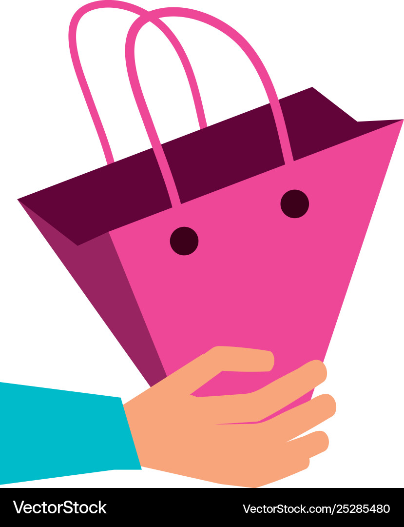 Shopping bag with hand isolated icon Royalty Free Vector