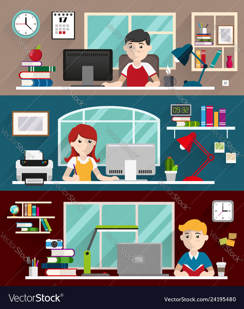 Students doing homework Royalty Free Vector Image