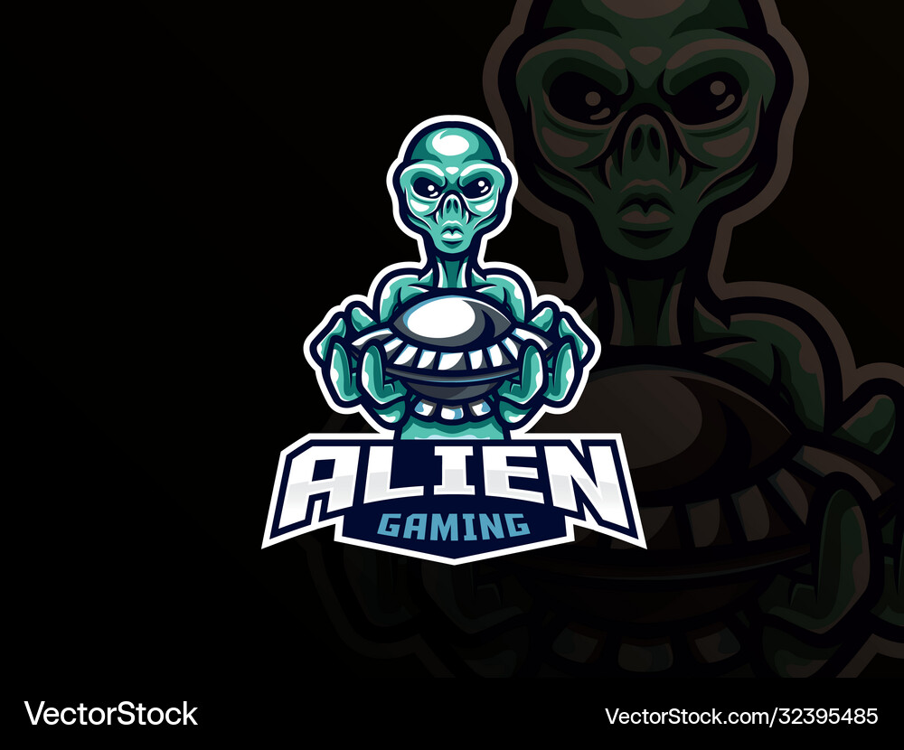 Alien mascot sport logo design Royalty Free Vector Image