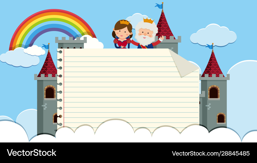 Border template with king and queen in castle Vector Image