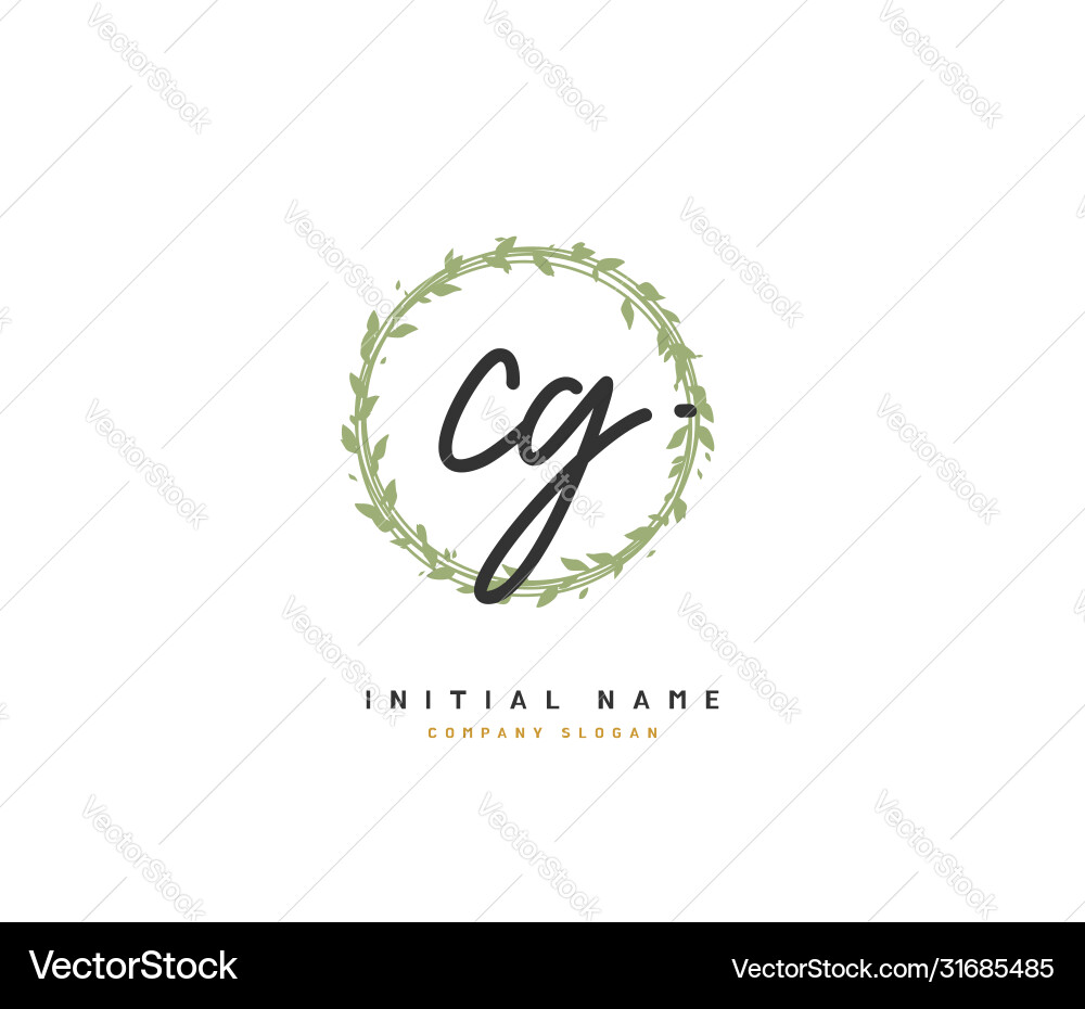C g cg beauty initial logo handwriting Royalty Free Vector