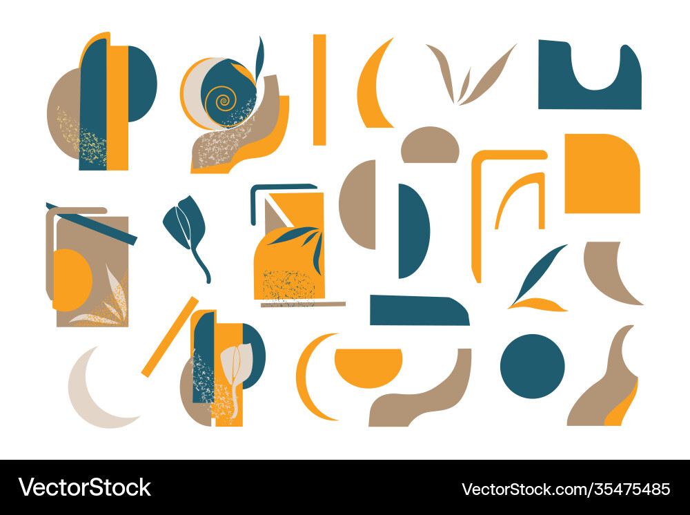 Collage abstract shapes magazine flyer Royalty Free Vector
