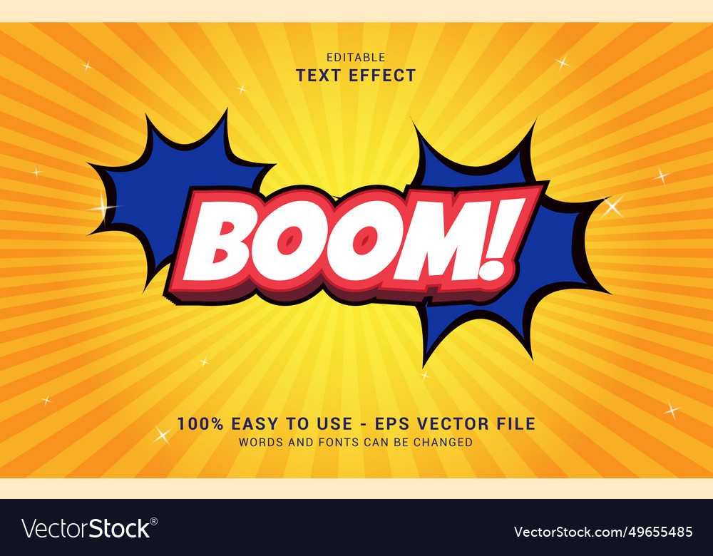 Editable text effect boom comic style Royalty Free Vector