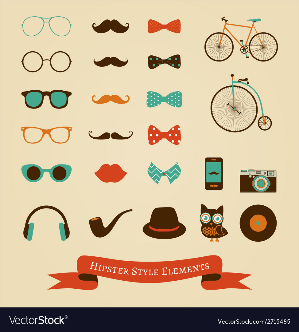 Hipster retro vintage icon set Royalty Free Vector Image