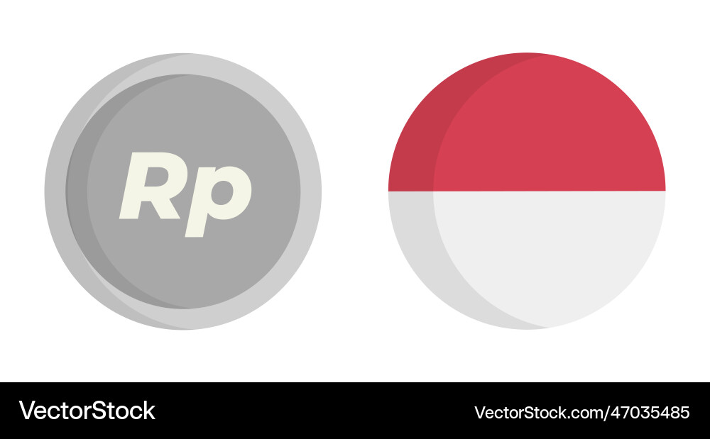 Indonesian rupiah and flag icon set Royalty Free Vector