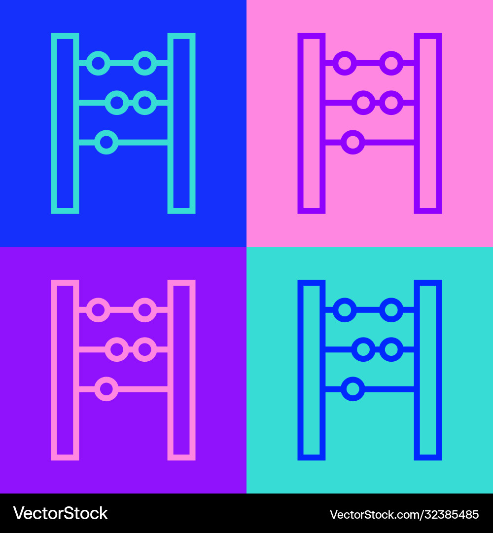 Pop art line abacus icon isolated on color Vector Image