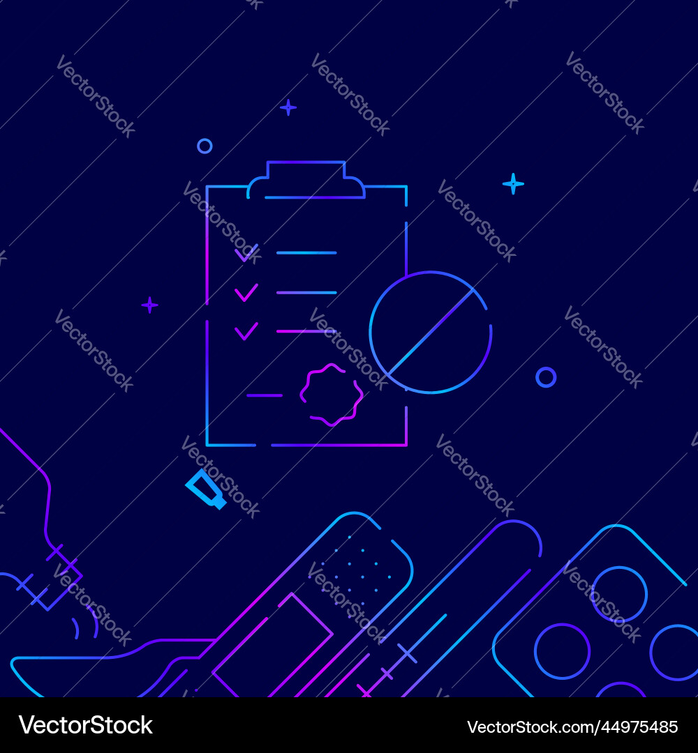 Prescription tablet recipe gradient line icon Vector Image