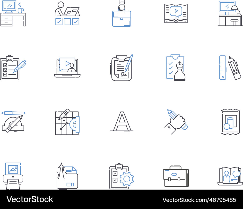Settlement line icons collection agreement Vector Image