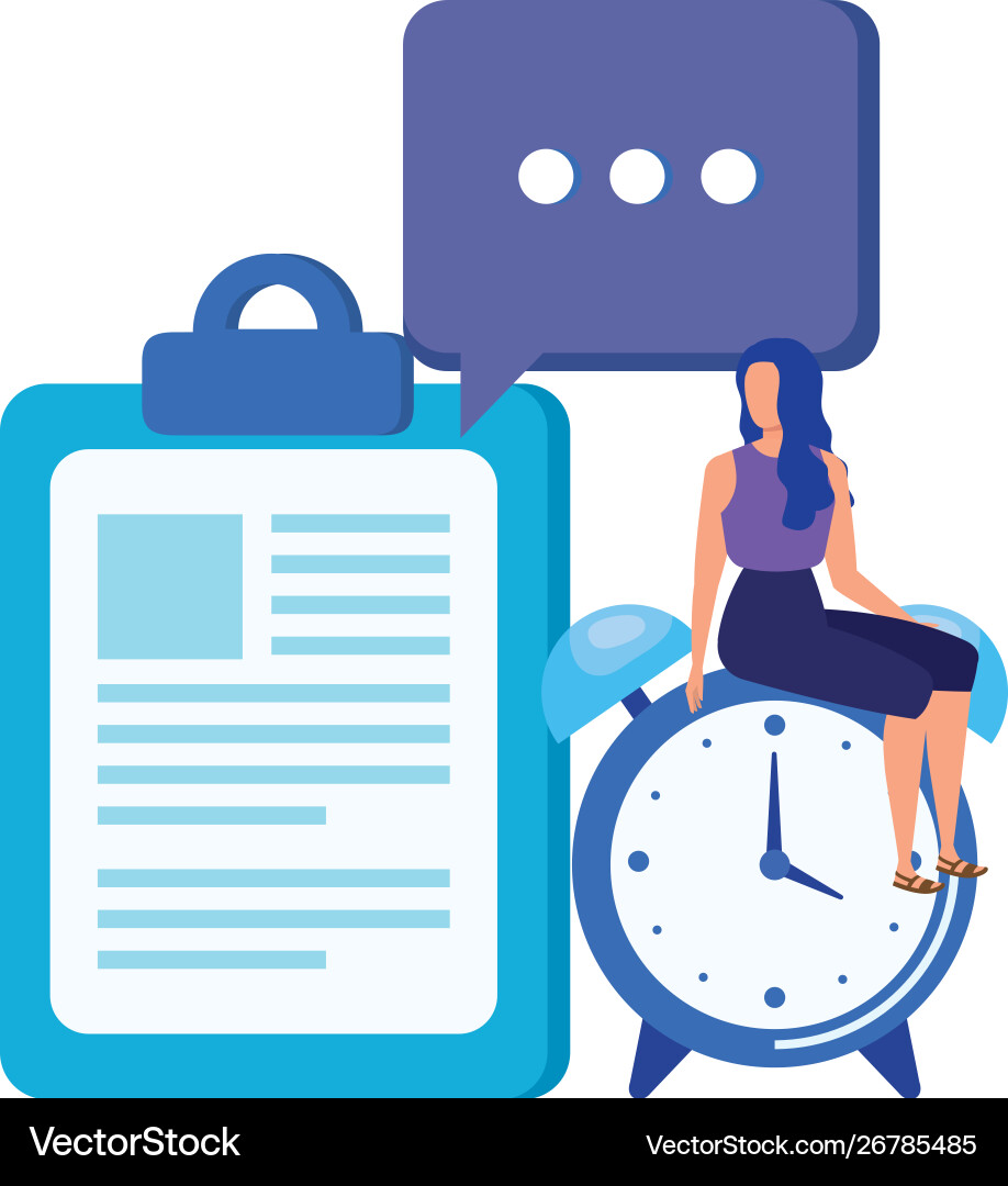 Young woman with checklist character Royalty Free Vector