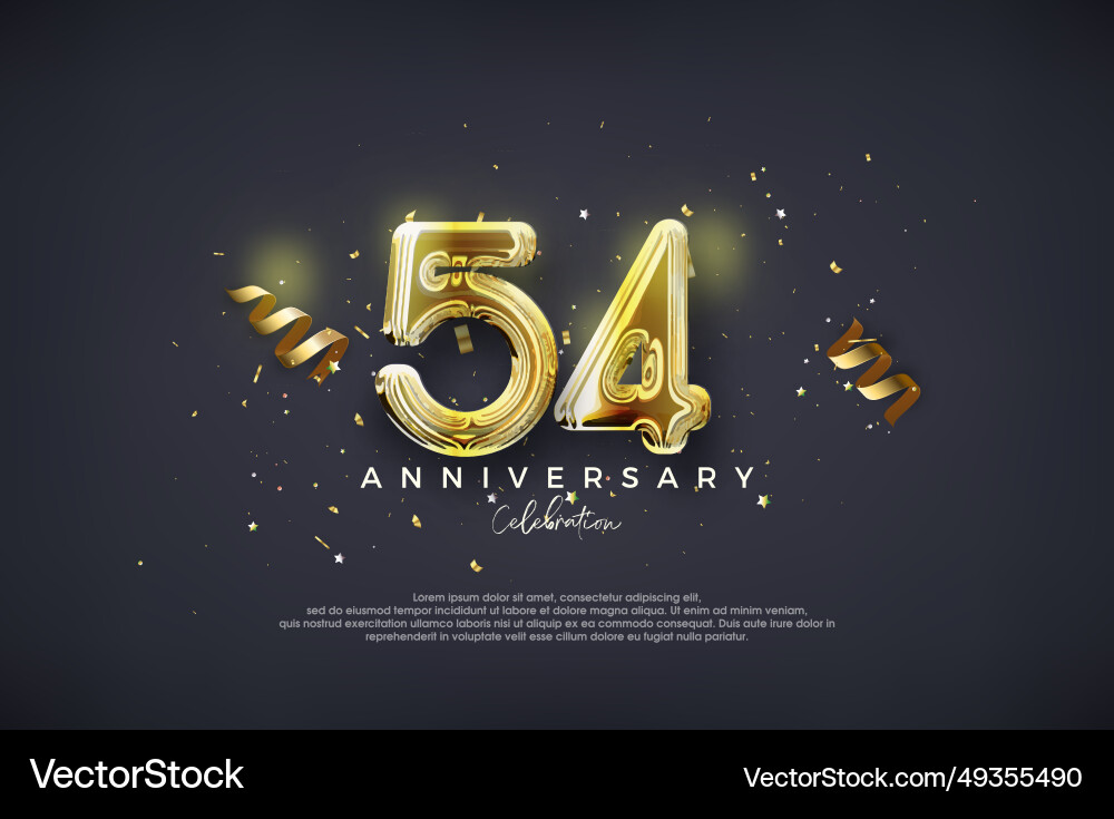 54th anniversary with luxury glossy gold design Vector Image