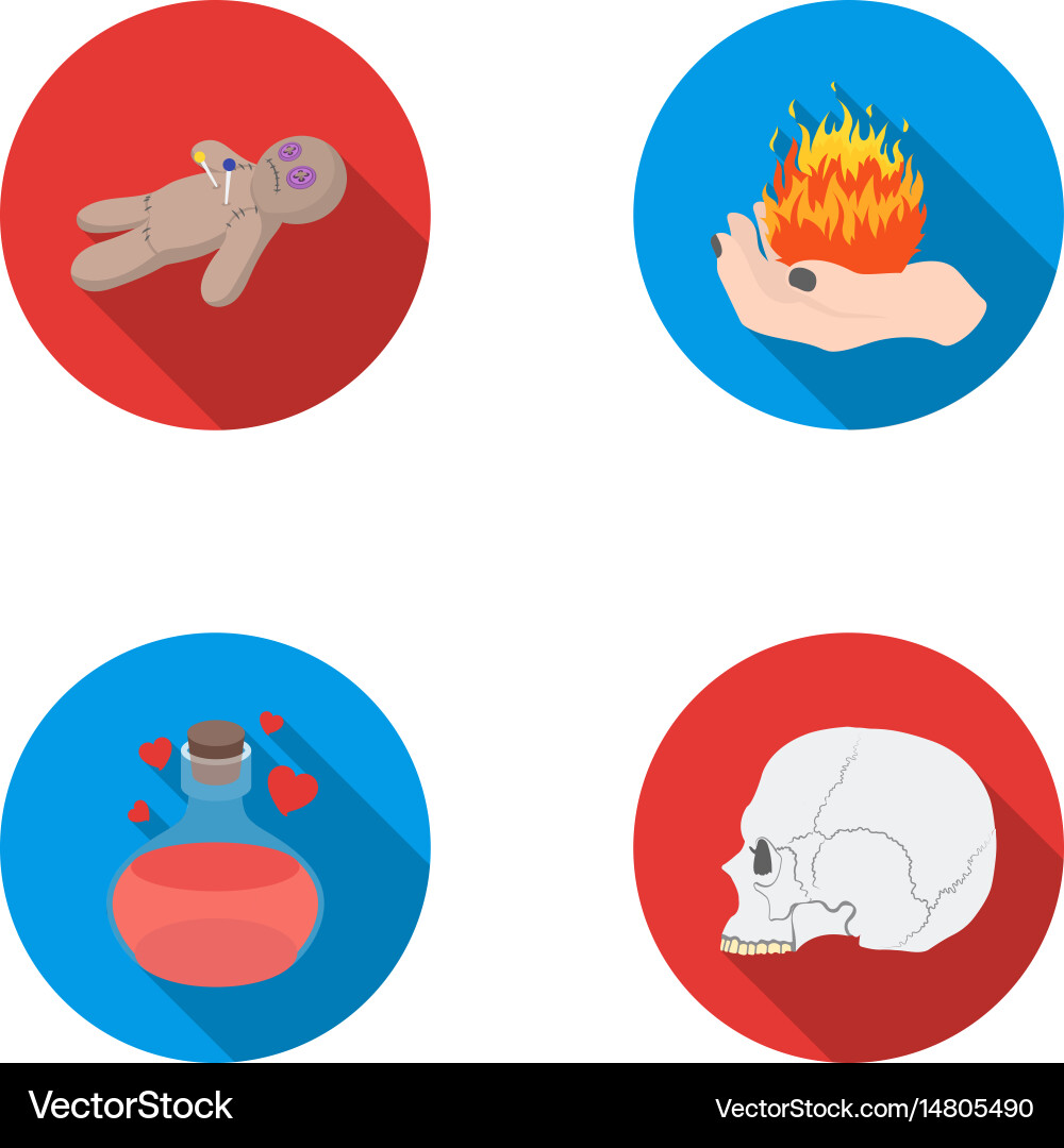A voodoo doll a magical fire a love potion a Vector Image