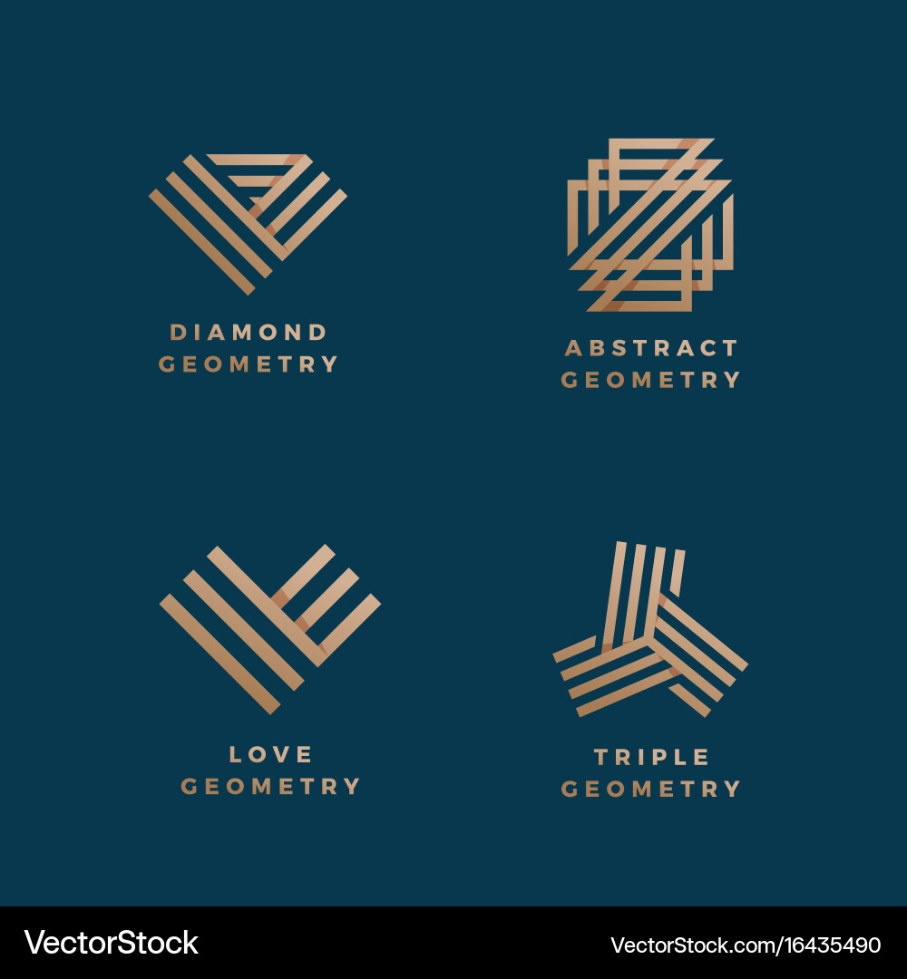 Abstract geometry minimal signs set golden Vector Image