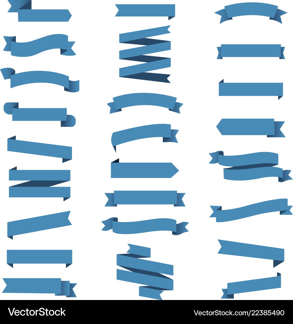 Blue ribbon set in isolated background Royalty Free Vector