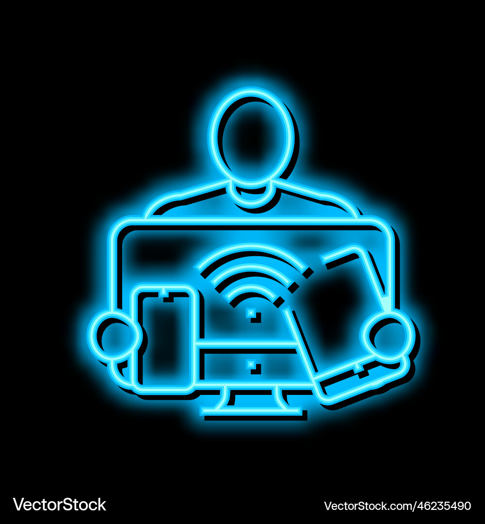 Digital native technology neon glow icon Vector Image