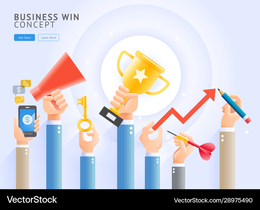 Group business hands holding a trophy Royalty Free Vector