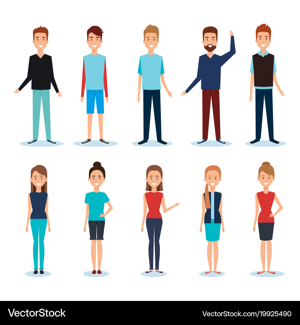 Group of people avatars characters Royalty Free Vector Image