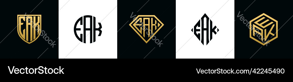 Initial letters eak logo designs bundle Royalty Free Vector
