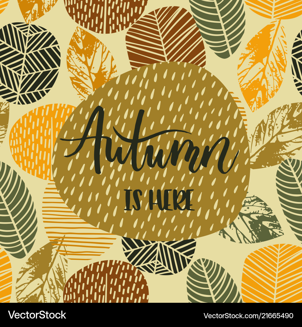 Lettering design with abstract autumn background Vector Image