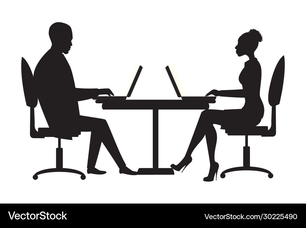 Office workers or business people silhouette Vector Image