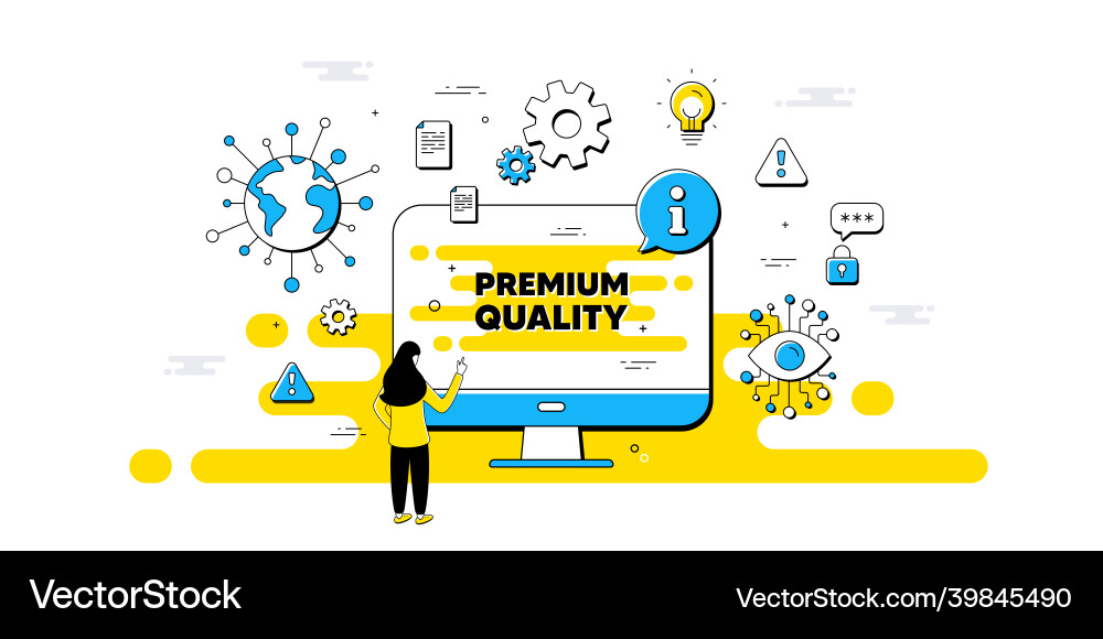Premium quality text high product sign Royalty Free Vector