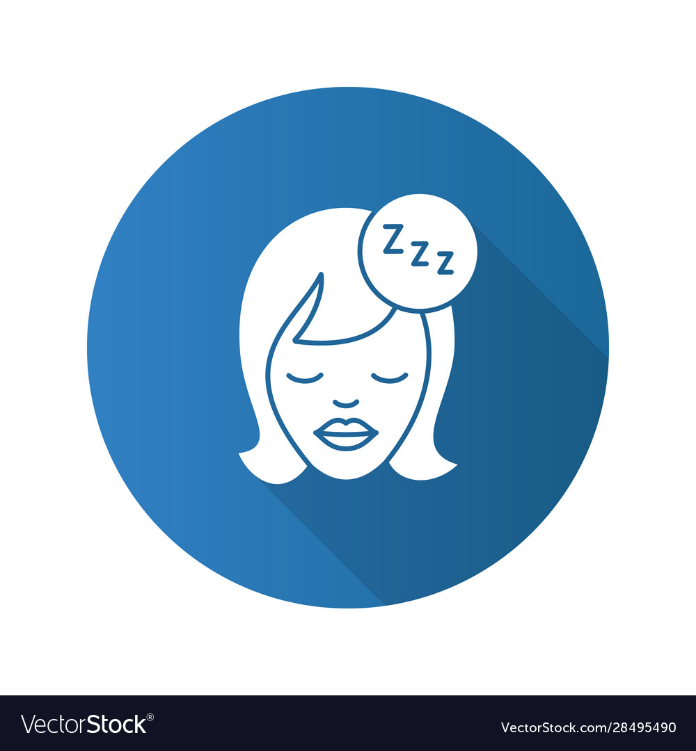 Sleeping Woman Flat Design Long Shadow Glyph Icon Vector Image