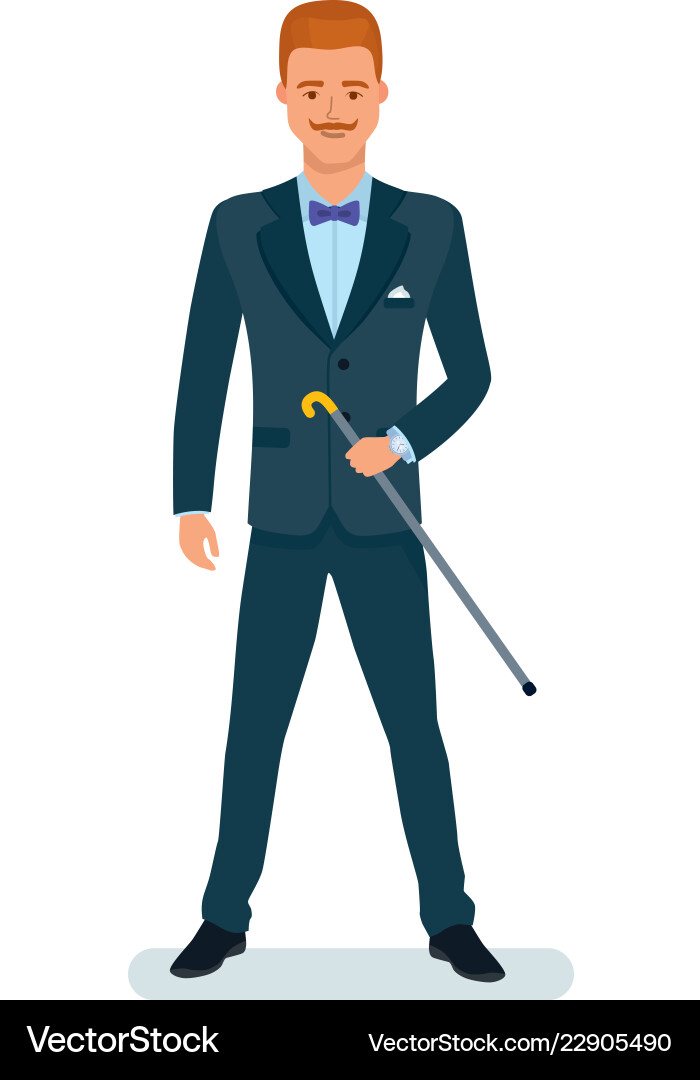 Smart graceful man cartoon character Royalty Free Vector
