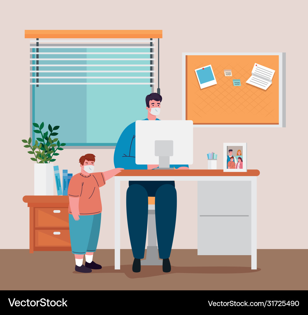 Stay home work home protect yourself keeping Vector Image