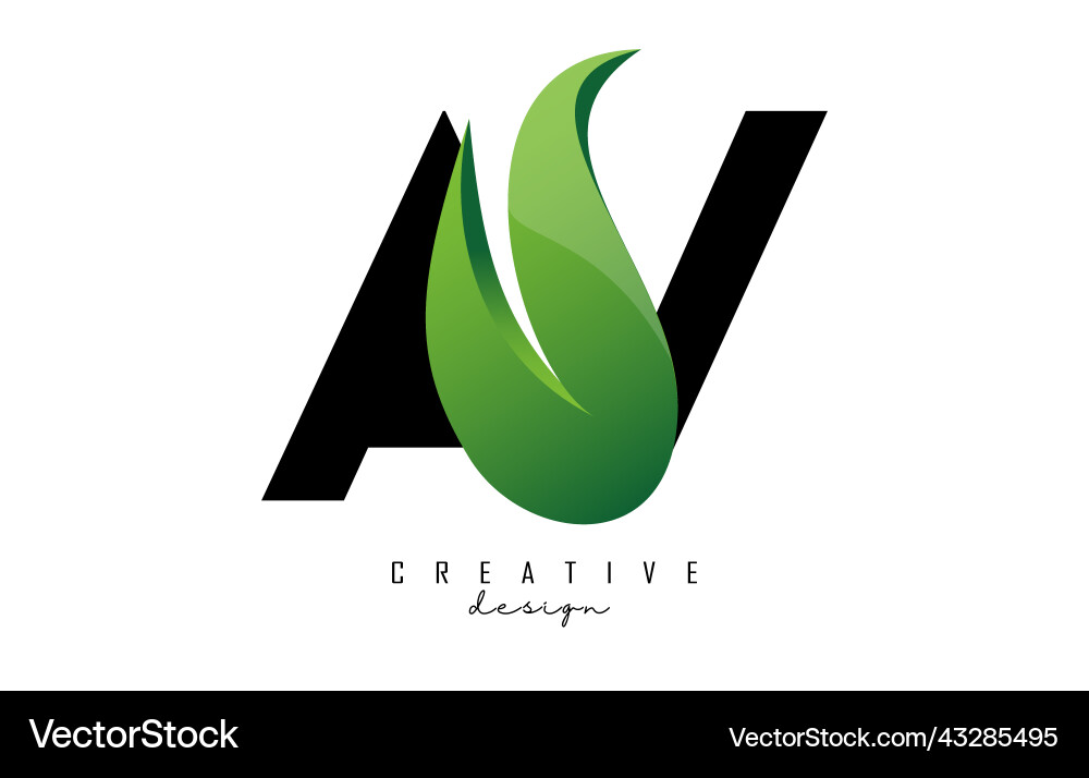 Abstract letters av a v with green leaf design Vector Image
