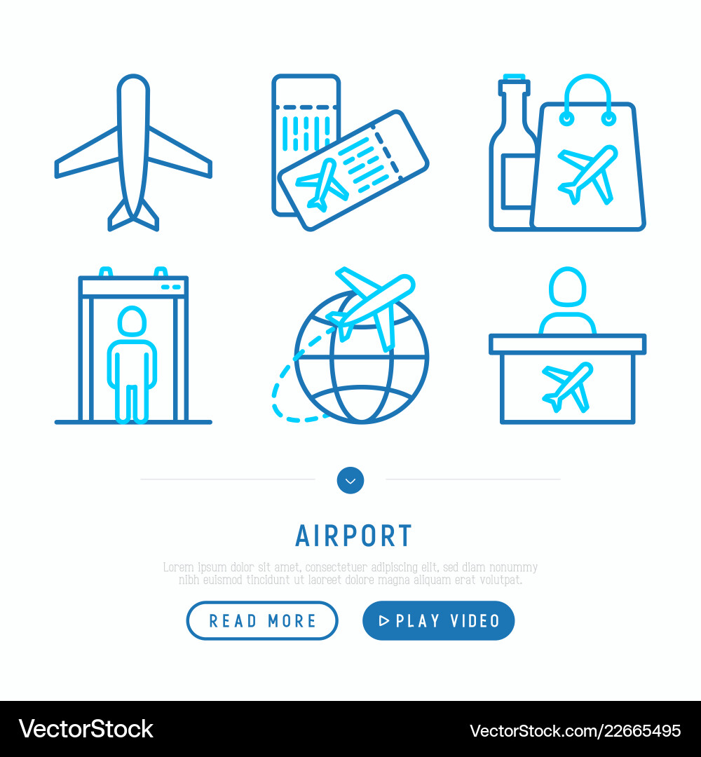 Airport thin line icons set Royalty Free Vector Image