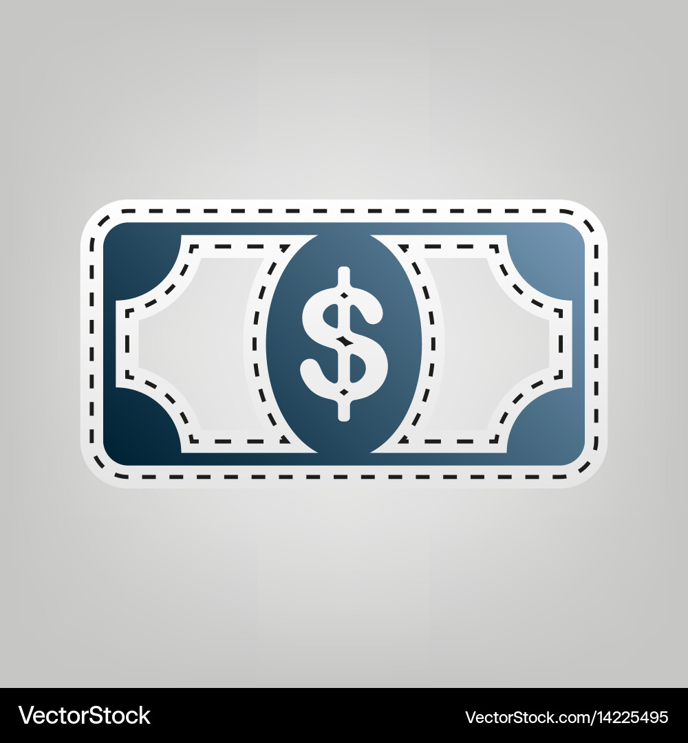 Bank note dollar sign blue icon Royalty Free Vector Image